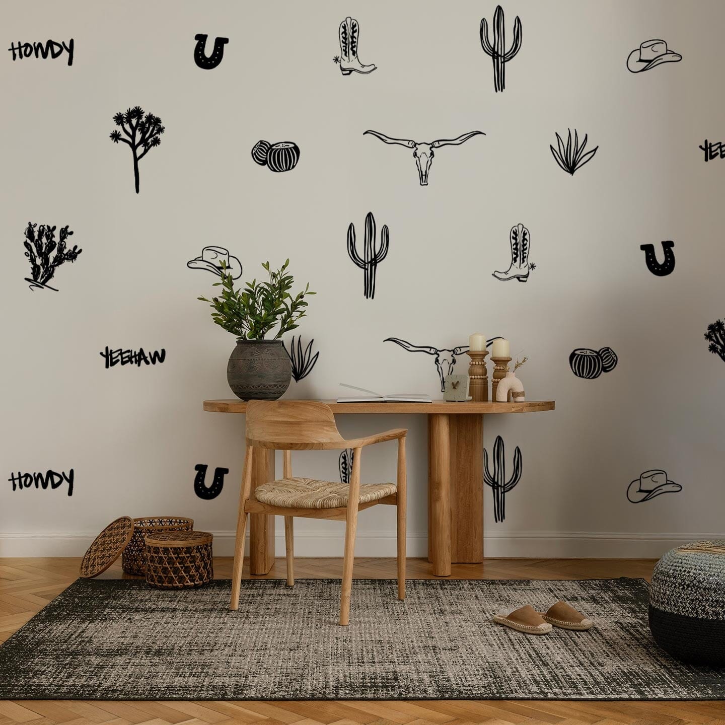 Western Desert Wall Decals – Hand-Drawn Peel & Stick | Urbanwalls ...
